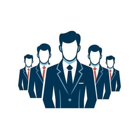 Corporate Team Work Icon Employees Behind The Leader Isolated Vector