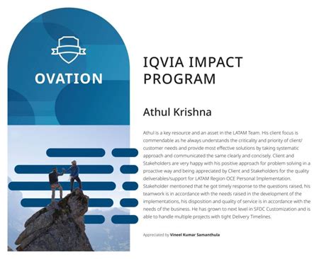 Athul Krishna On Linkedin I Am Happy To Share That I Got The Recognition In The Iqvia Impact…