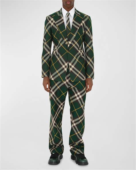 Burberry Mens Check Wool Suit Jacket Neiman Marcus