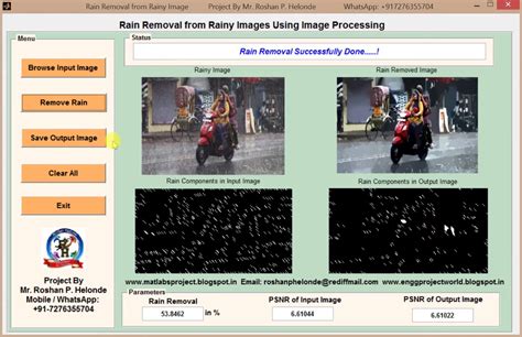 Rain Removal Using Image Processing Matlab Project With Source Code ~ Engineering Projects