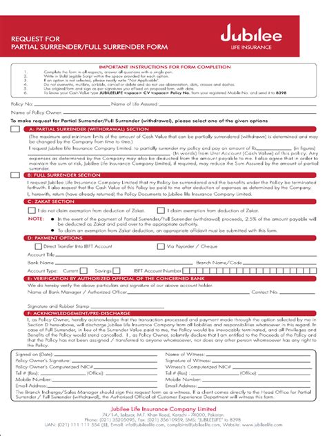 Request For Partial Surrender Full Surrender Form Eng Pdf