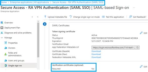 Update Secure Access Saml Vpn Authentication Certificate Service Provider Certificate Cisco