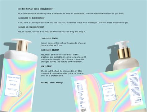 Skincare Labels Set Canva Product Label Sticker Colorful Cosmetic