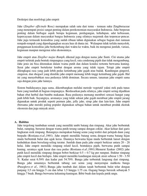 Deskripsi Dan Morfologi Jahe Emprit Gilang Pdf
