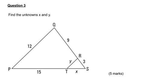 solved question 3 find the unknowns x and y 5 marks [geometry]