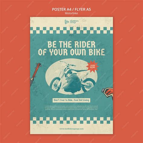 빈티지 오토바이 포스터 템플릿 무료 Psd 파일