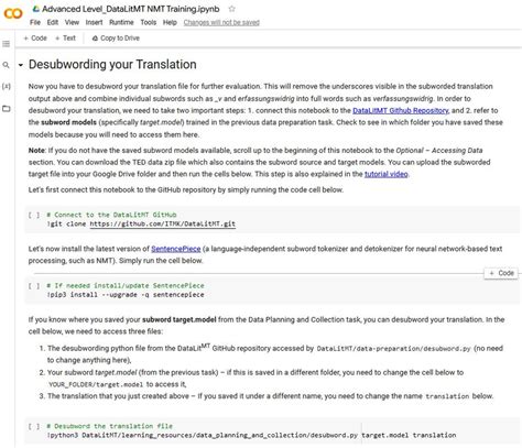 Example Section Of A Jupyter Notebook On Nmt Model Training Download