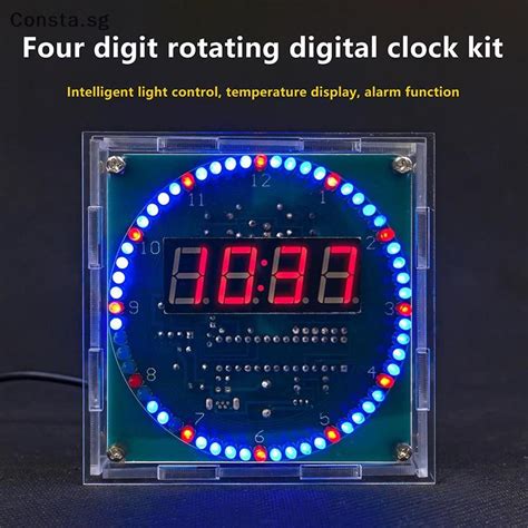 Cons DIY Rotating Digital LED Display Module Alarm Electronic Digital Clock Kit SCM