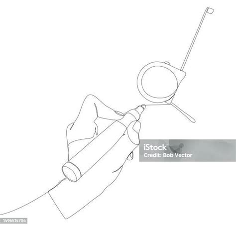 펠트 펜으로 그려진 눈금자 테이프의 연속 라인 Thin Line Illustration 벡터 개념은 측정기입니다 등고선 그리기