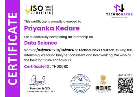 Technohacksedutech Datascience Certification Technohacks Priyanka