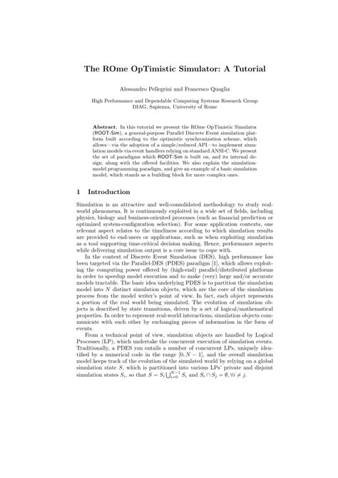 PDF The ROme OpTimistic Simulator A Tutorial Invited Tutorial