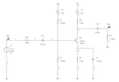 common source amp design multisim live
