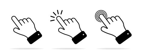 Hand Pointer Icon Finger Click Pointer Click Cursor Arrow Icon Clicking A Computer Mouse Vector