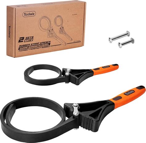 Toolwiz Lot De 2 Clés à Sangle En Caoutchouc Clé à Filtre à Huile Avec