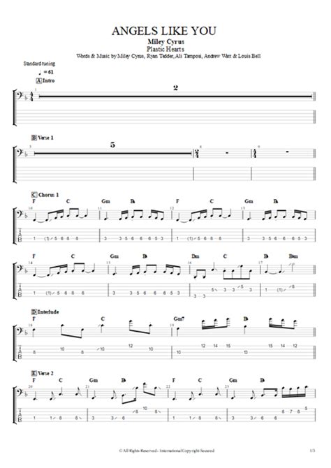 Angels Like You Tab By Miley Cyrus Guitar Pro Full Score Mysongbook