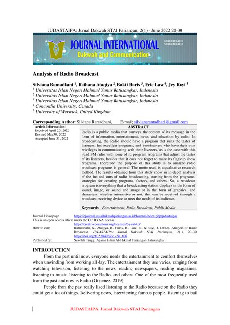 PDF Analysis Of Radio Broadcast