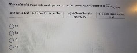 solved which of the following tests would you use to test