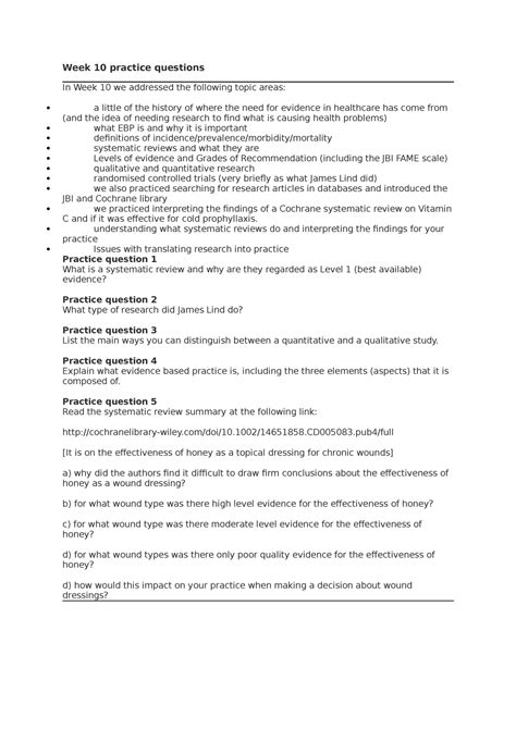 week 10 practice questions week 10 practice questions in week 10 we