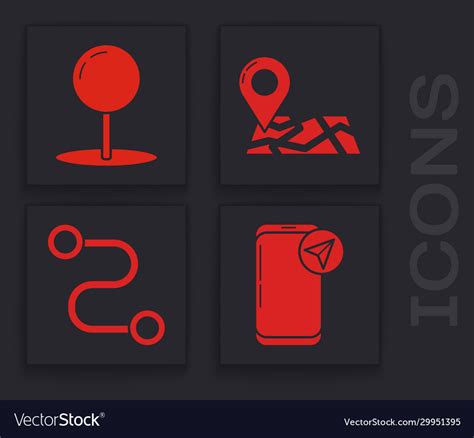 Set Infographic City Map Navigation Push Pin Vector Image