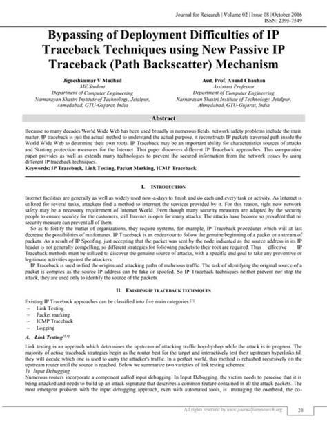 Bypassing Of Deployment Difficulties Of Ip Traceback Techniques Using New Passive Ip Traceback