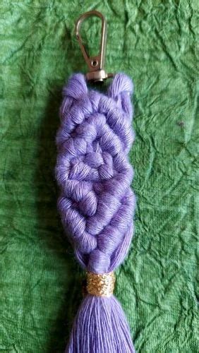 Glossy Metal Hook Purple Macrame Hook Keychain For Keychainbagtag Sizedimension 4 Inch