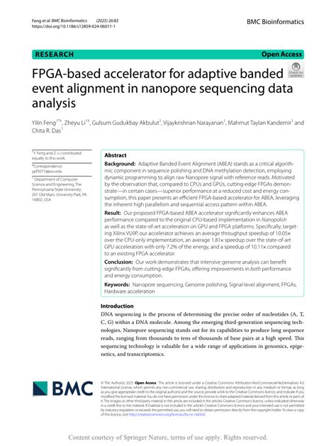 Pdf Fpga Based Accelerator For Adaptive Banded Event Alignment In Nanopore Sequencing Data