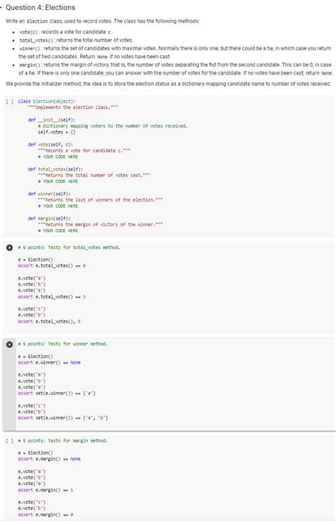 Solved Python Please Write An Election Class Used To Chegg Com