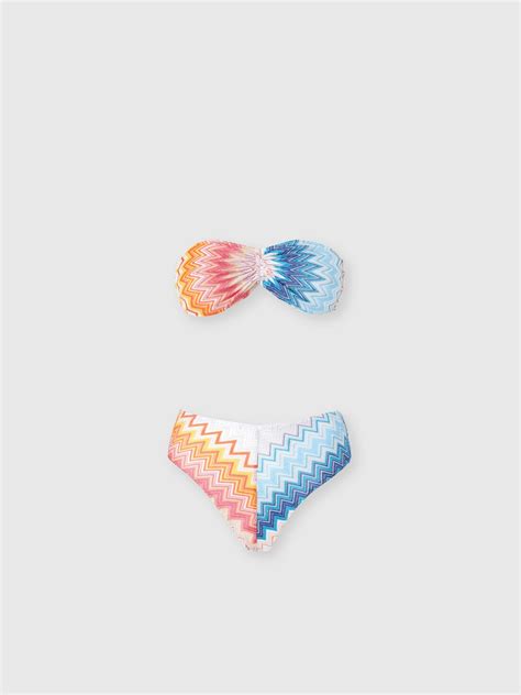 Bandeau bikini in zig zag lamé viscose blend Multicoloured Missoni