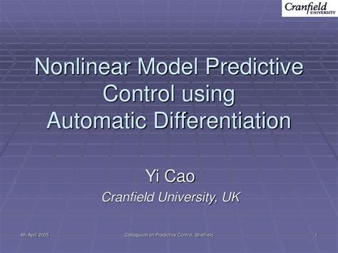 Ppt Nonlinear Model Predictive Control Using Automatic Differentiation Powerpoint Presentation