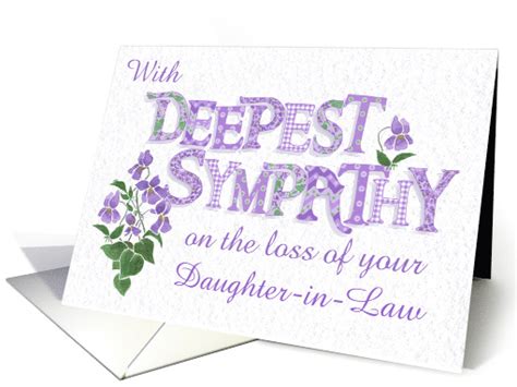 Custom Relation Sympathy On Loss Of Daughter In Law With Violets Card