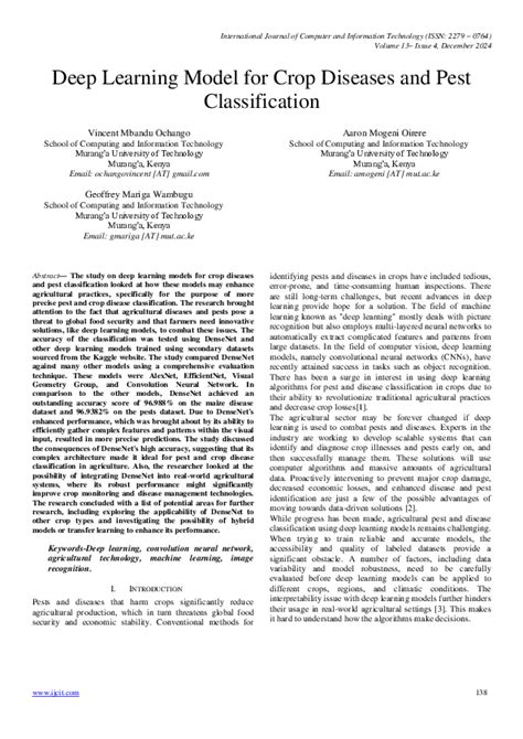 Pdf Deep Learning Model For Crop Diseases And Pest Classification