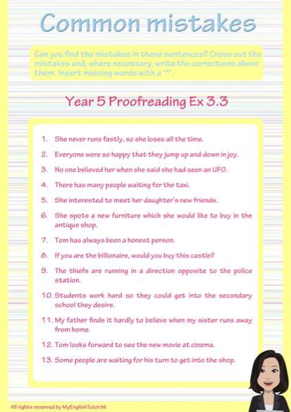 Level 5 Proofreading 19 Free Exercises Grammar Exercises