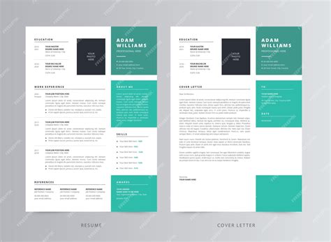 Современное резюме или резюме и шаблон сопроводительного письма Премиум векторы