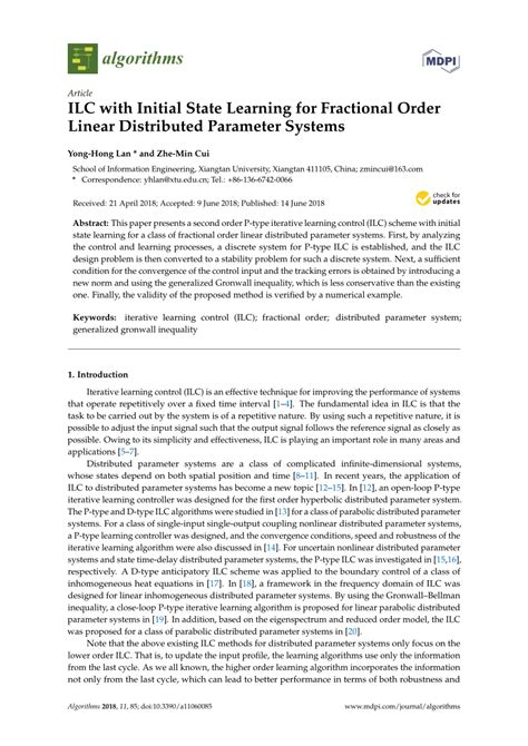 Pdf Ilc With Initial State Learning For Fractional Order Linear
