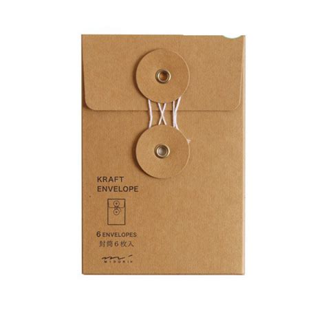 Mini Kraft Paper Envelopes With Button String Closure
