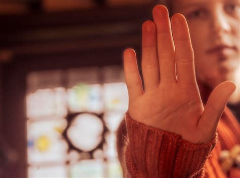 Premium Photo Womans Hand Extended Forward Symbolizing Rejection