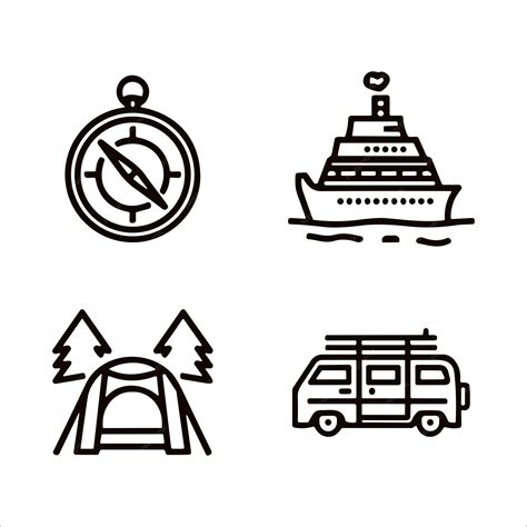 Premium Vector Tour And Travel Outline Icon Set Vector Illustration