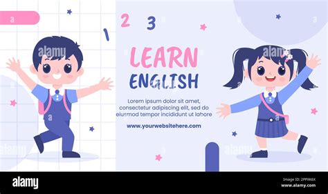 English Class Social Media Post Template Hand Drawn Cartoon Flat