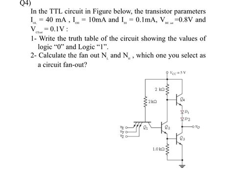 Solved Q4 In The TTL Circuit In Figure Below The Transistor Chegg Com