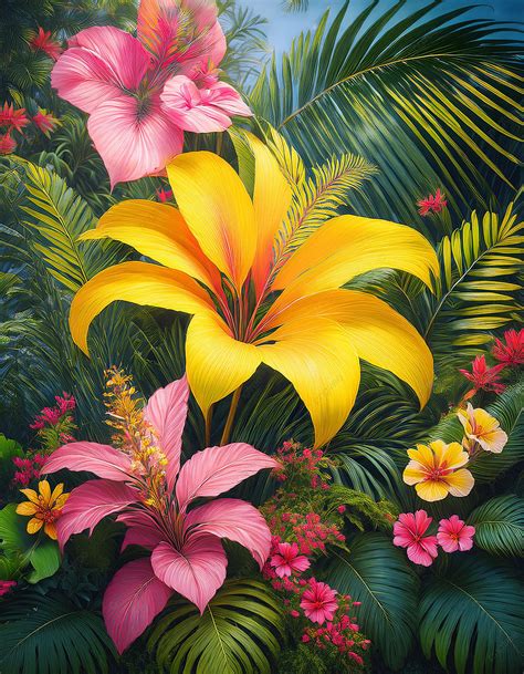 생기 넘치는 열대 꽃 배경 배경 화면 및 일러스트 무료 다운로드 Pngtree
