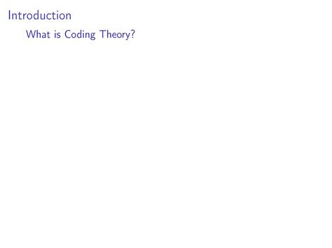 An Introduction To Coding Theory PPT