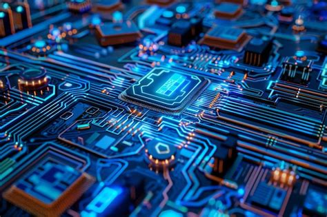 Closeup Of Hightech Circuit Board With Microchip Premium Ai Generated Image