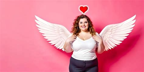 Flat Plus Size Model Heart And Wings With Freedom Text Concept As An Abstract Vector Featuring A