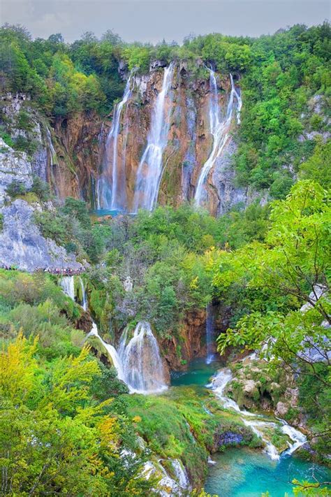 Beautiful Waterfall Plitvice Lakes National Park Dalmatia Croatia