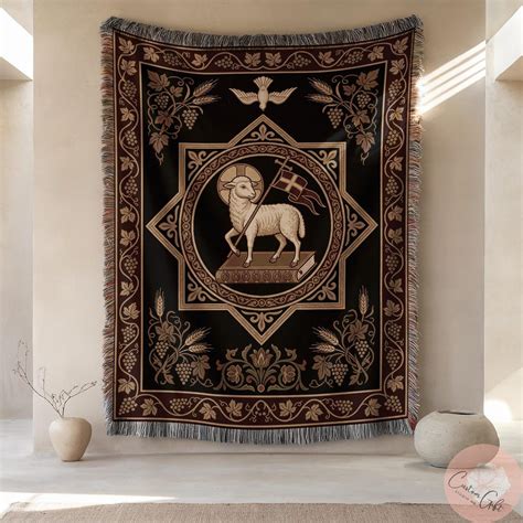 Lamb Of God Agnus Dei Woven Blanket Catholic Orthodox Easter T