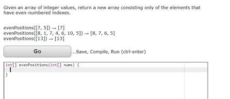 Solved Given An Array Of Integer Values Return A New Array Chegg Com