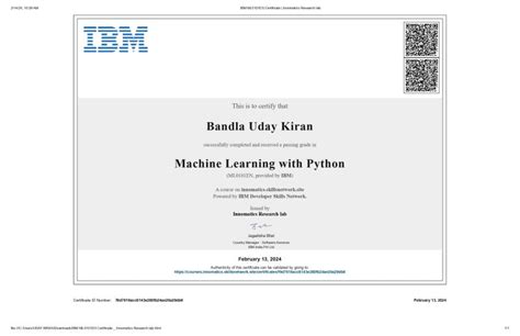 Bandla Uday Kiran On Linkedin Python Machinelearning Ibm Certification Innovation
