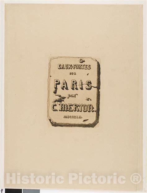 Art Print Title Page To Eaux Fortes Sur Paris Charles Meryon C 197