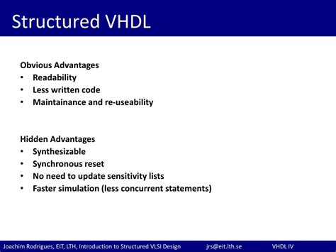 PPT Introduction To Structured VLSI Design VHDL IV PowerPoint Presentation ID