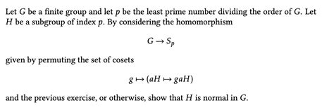 Solved Let G Be A Finite Group And Let P Be The Least Prime